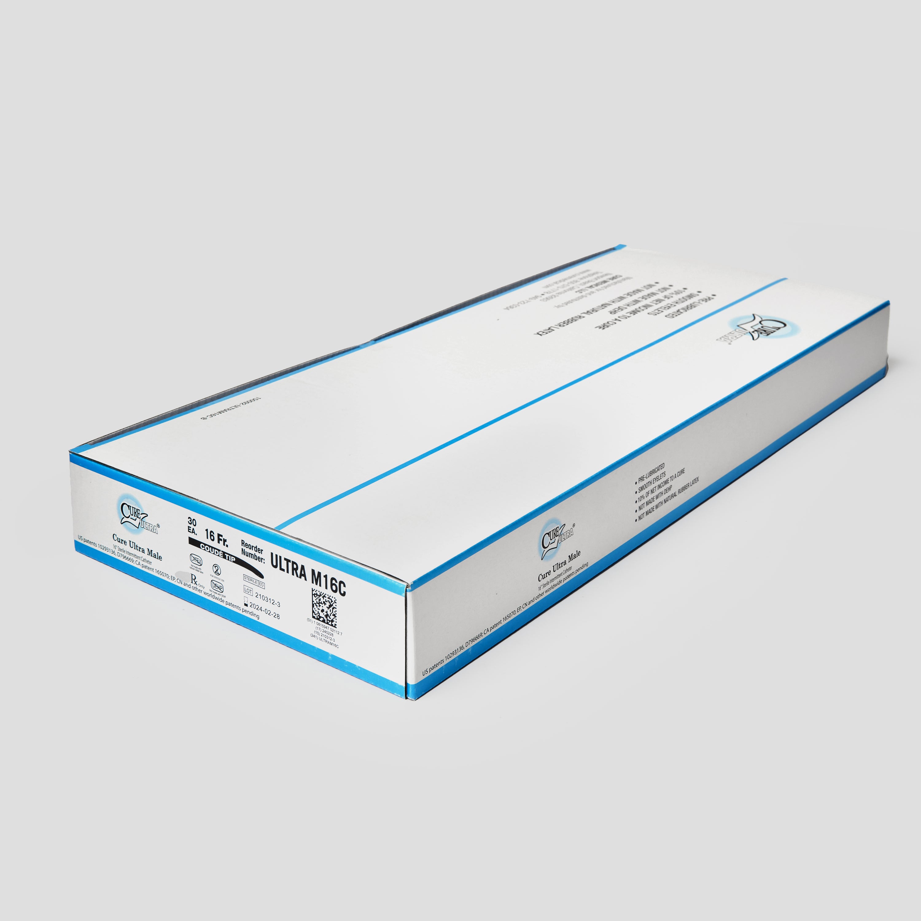 Cure Ultra Male 16” Sterile Intermittent Catheter - 16 fr Coude tip ...